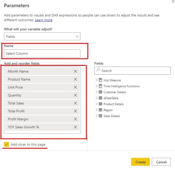Creating Column Slicer using Field Parameters / Blogs / Perficient