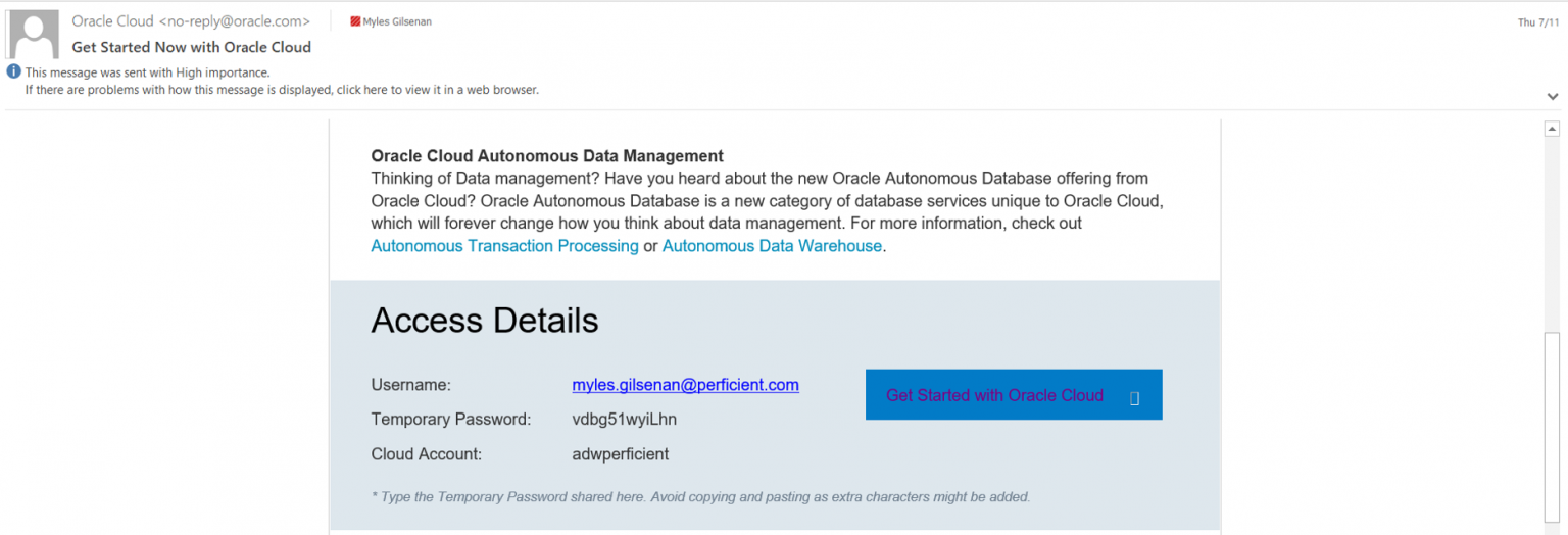 Loading Data into Oracle Autonomous Data Warehouse using OAC / Blogs / Perficient