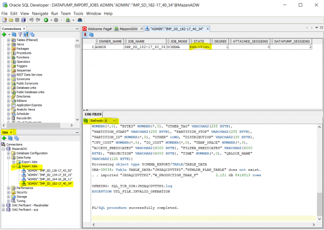 How to Import Oracle DB Dumps into ADW using SQL Developer