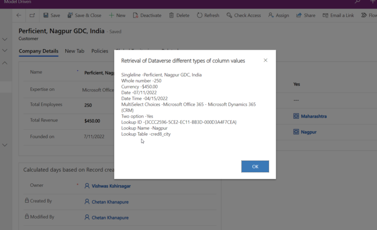 Retrieval Of Different Datatypes With Formcontext Data Objects On Model