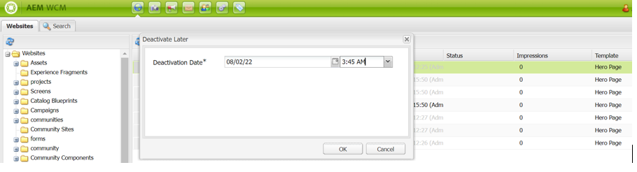 How to Schedule the Activation and Deactivation of Pages in AEM