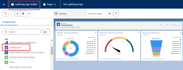 How to Place Dashboard on Lightning Pages in Salesforce