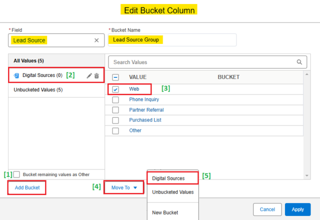 How to Create a Bucket Column for the Picklist Field in Salesforce