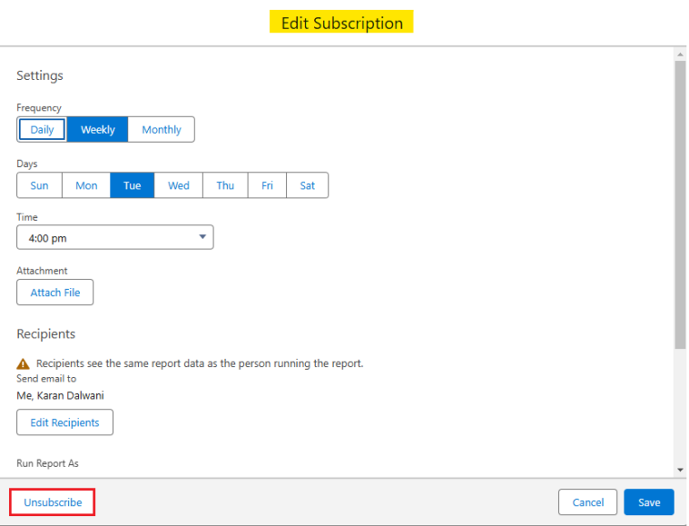 How to Subscribe to Salesforce Reports