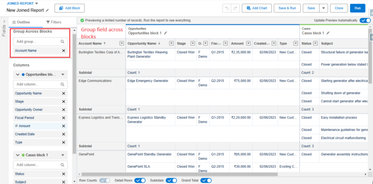 How to Create Joined Reports in Salesforce: