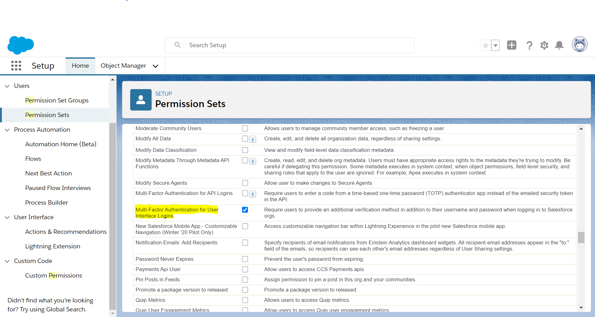 Implementation of Multi-Factor Authentication (MFA) in Salesforce