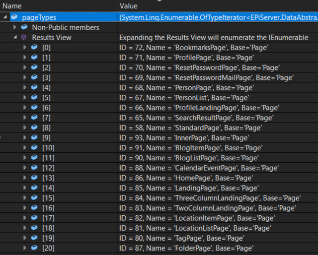 How to get a list of properties of a Content Type defined in Optimizely