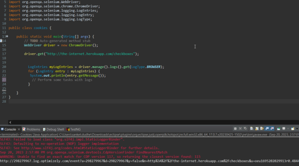Logging Javascript Errors From Selenium Script To Console For Debugging