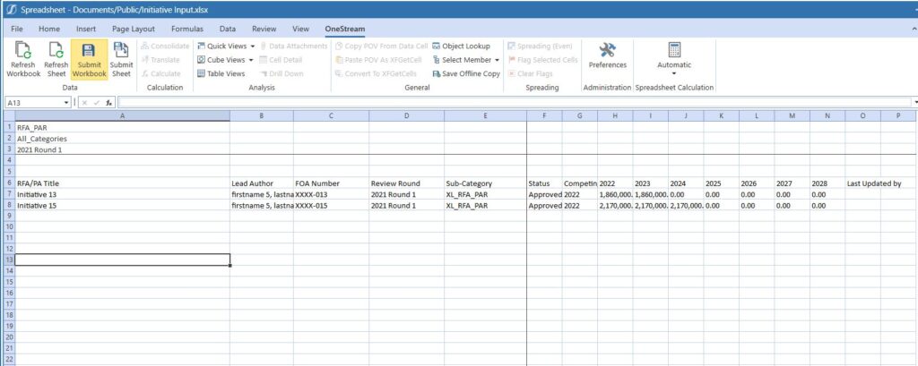 Pivot and Submit Data through a Spreadsheet using Table Viewer in ...