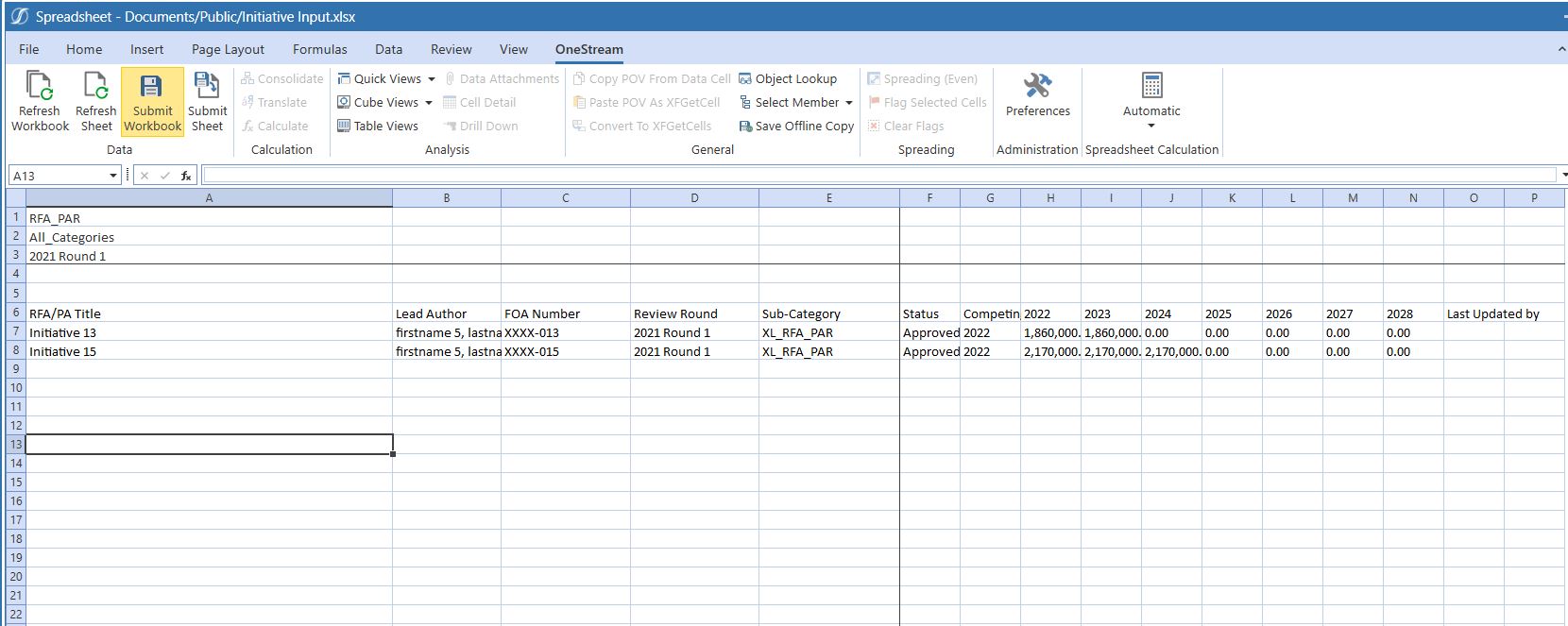 Pivot And Submit Data Through A Spreadsheet Using Table Viewer In 1110
