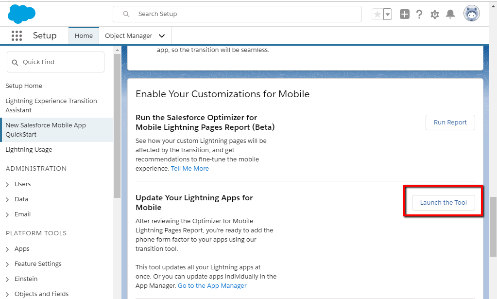 New Salesforce Mobile Application Configure and Customization
