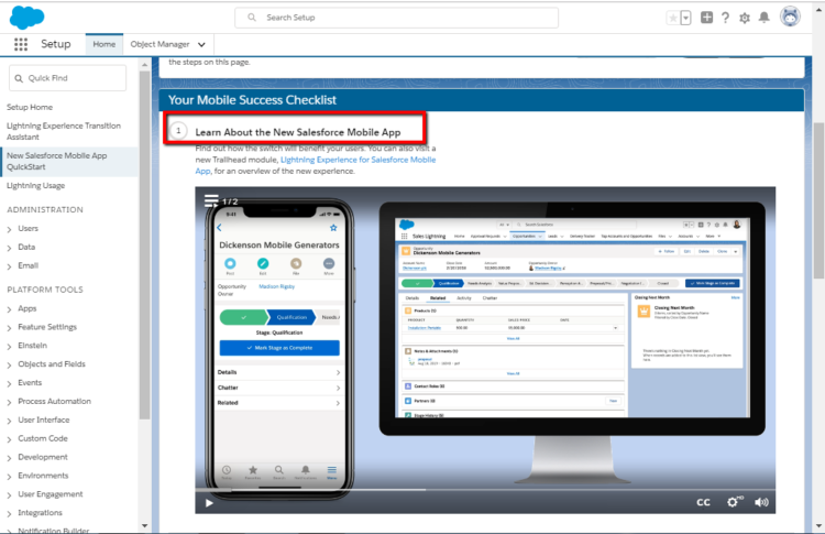 New Salesforce Mobile Application Configure and Customization