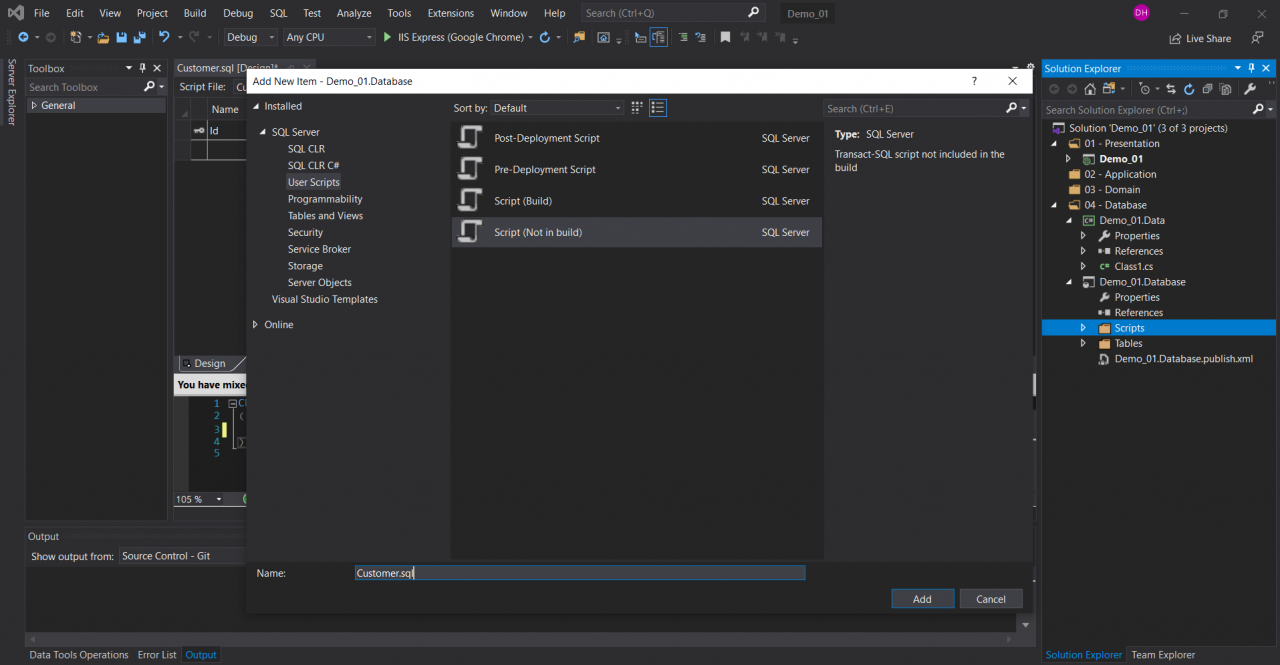 Adding a Database Project to a .NET MVC Framework Web Application ...