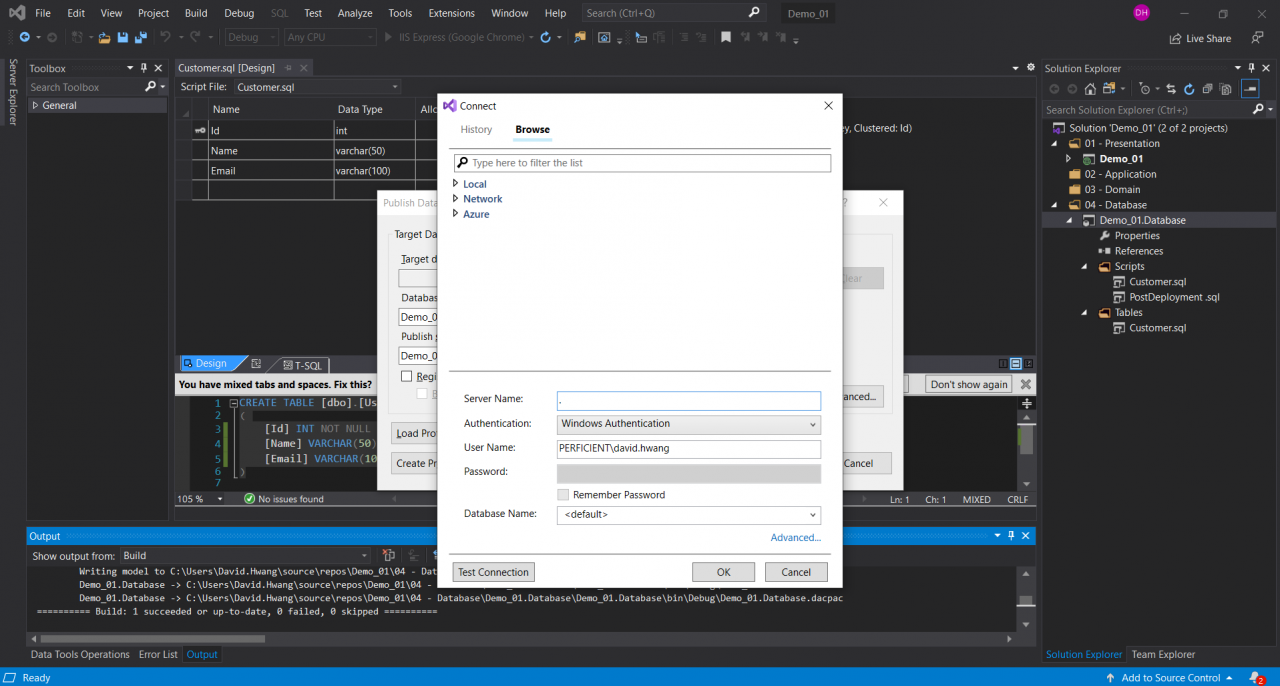 .NET MVC Framework - Publish Database and Reverse Engineer