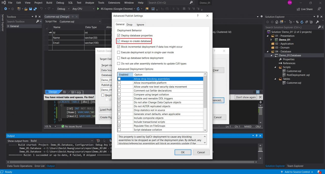 .NET MVC Framework - Publish Database and Reverse Engineer
