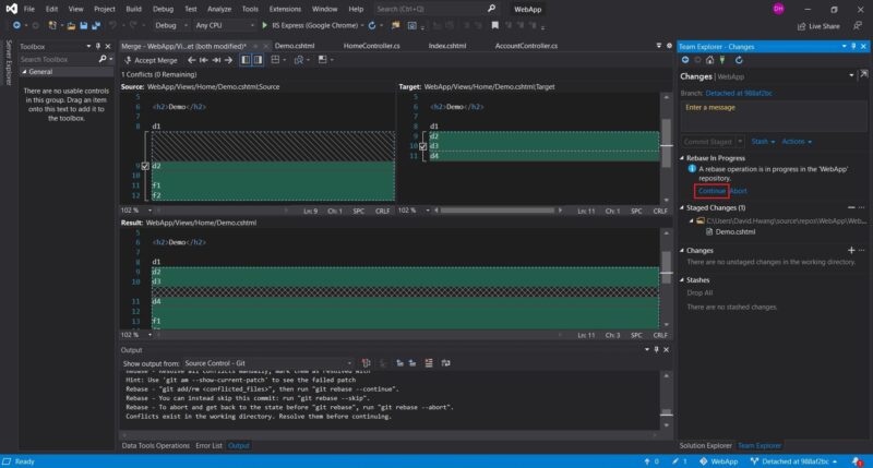Rebasing Changes in Visual Studio / Blogs / Perficient