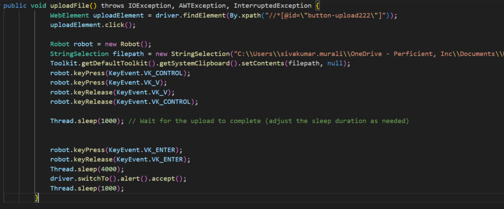 Selenium - Uploading a File Using Robot Class