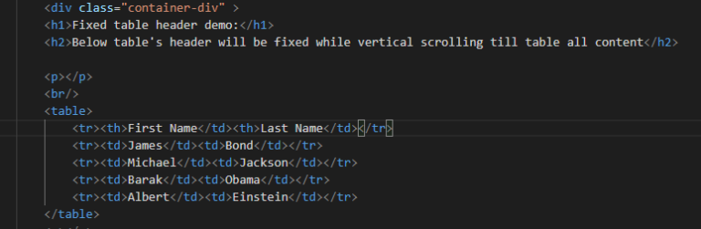 Freezing Row and Column in HTML Table Using CSS / Blogs / Perficient
