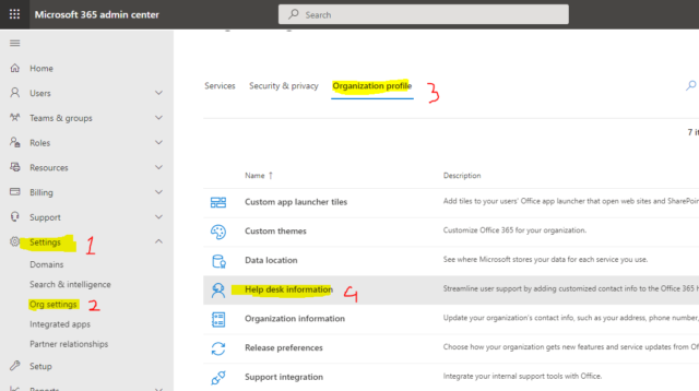 How to Add Help Desk Contact Information to a Help Pane in Office 365 ...